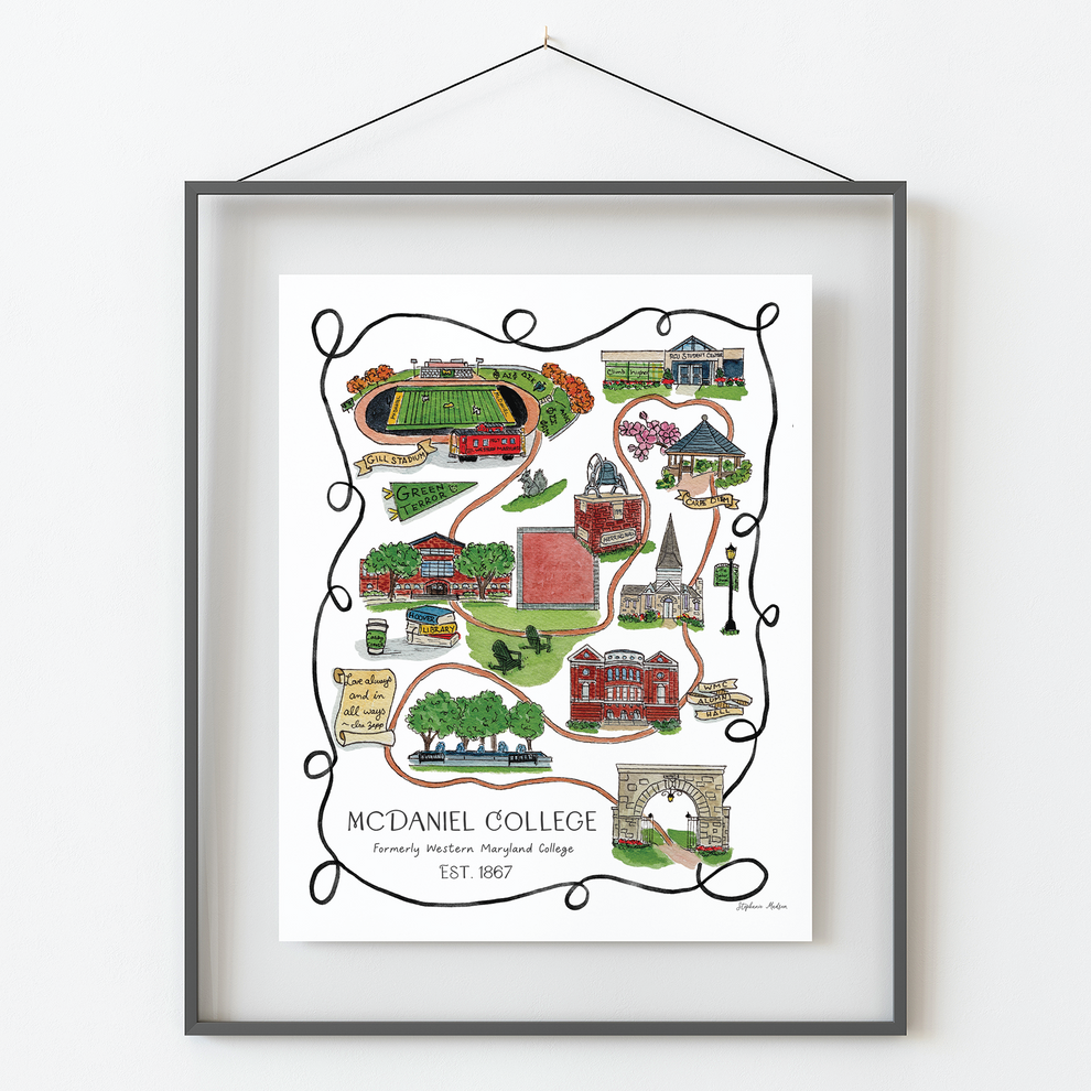 McDaniel College - Illustrated Map - option to personalize – Stephanie ...